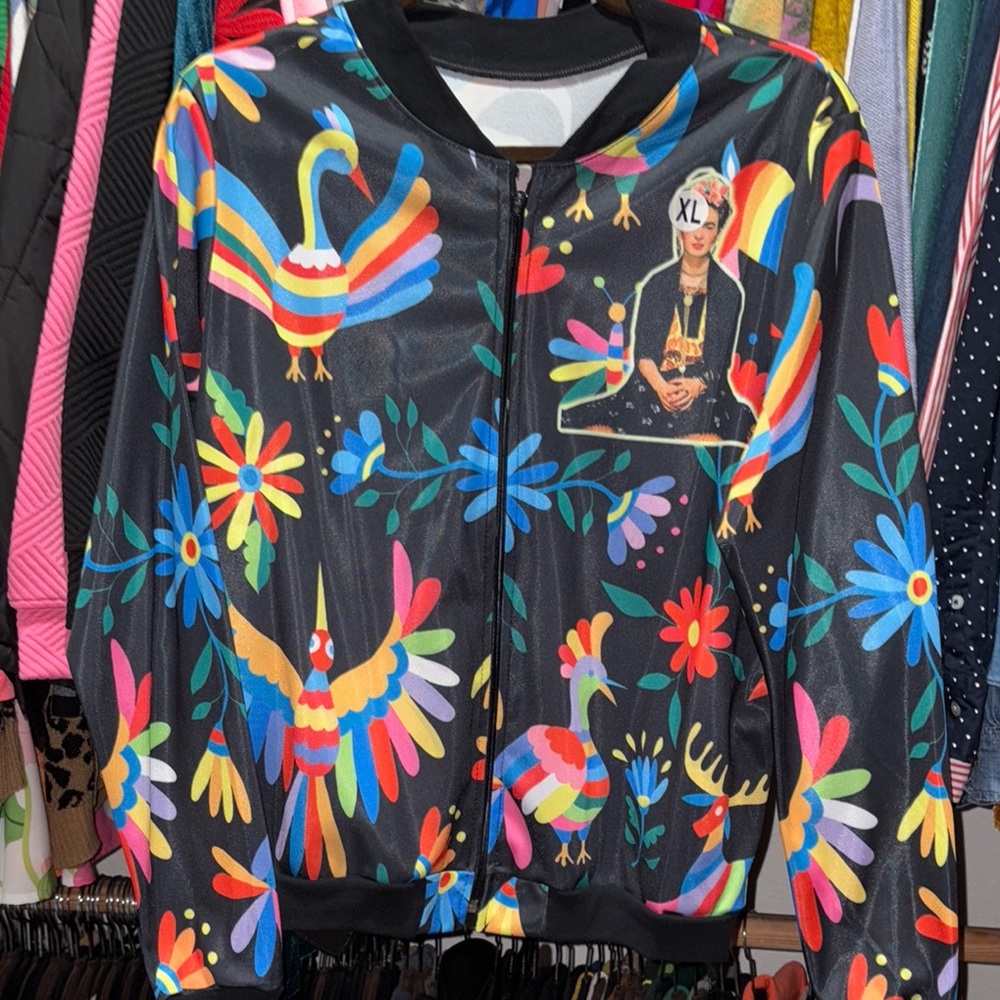 Mexican Frida Kahlo Bomber Jacket Otomi - Gem